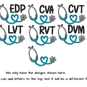 Vet Tech - Vet Assistant - Veterinarian Paw Print Stethoscope Monogram ...