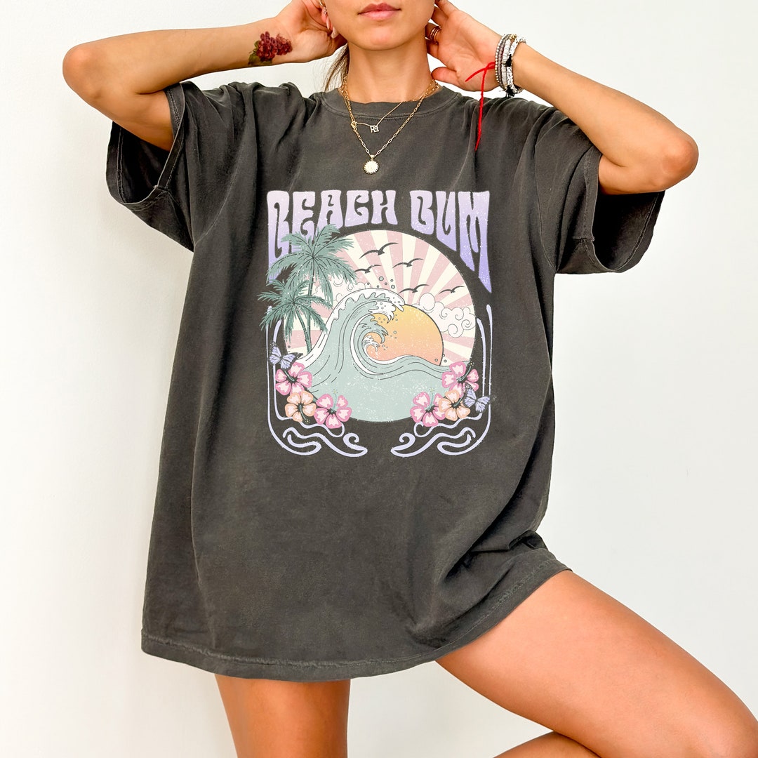 Beach Bum Oversized Tee Oversize Print Beach Coverup Sunsets Comfort ...