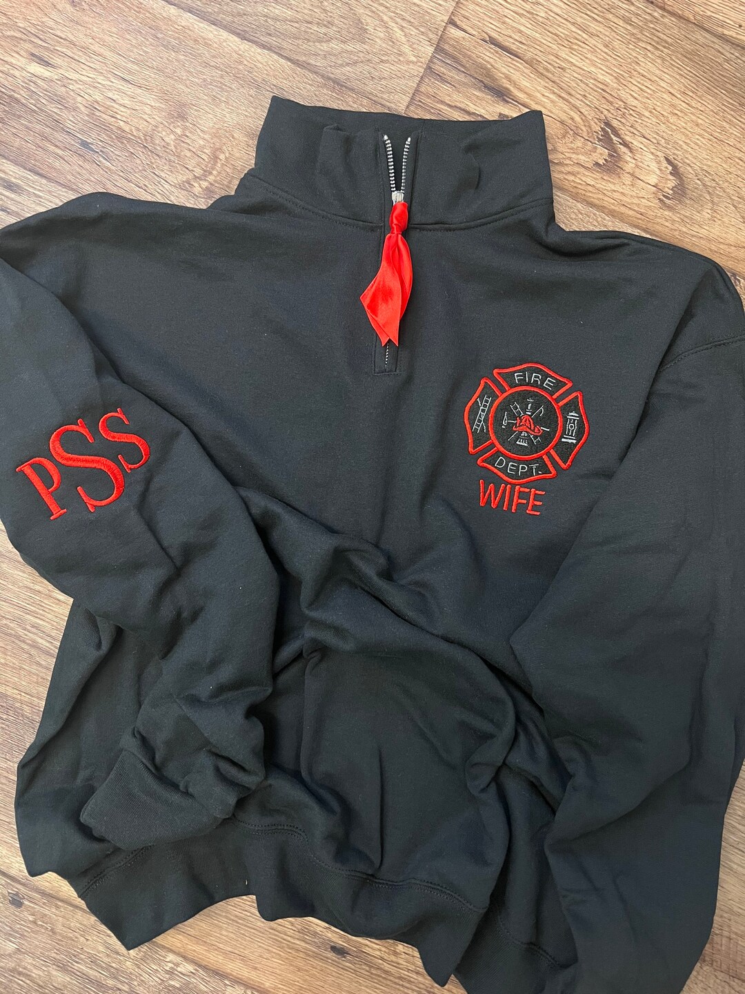 Firefighter Wife Quarter Zip Fleece Pullover: Embroidered Maltese Cross ...