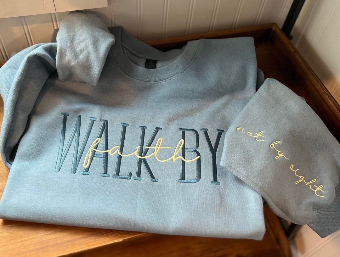 WALK BY Faith Christian Embroidered Fleece Pullover With Sleeve ...