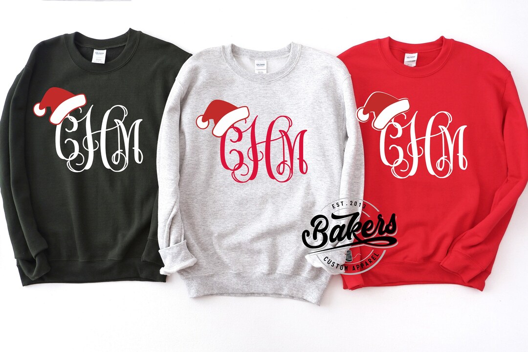 Fleece, Tshirt, Long Sleeve, Short Sleeve, Monogrammed Santa Hat ...