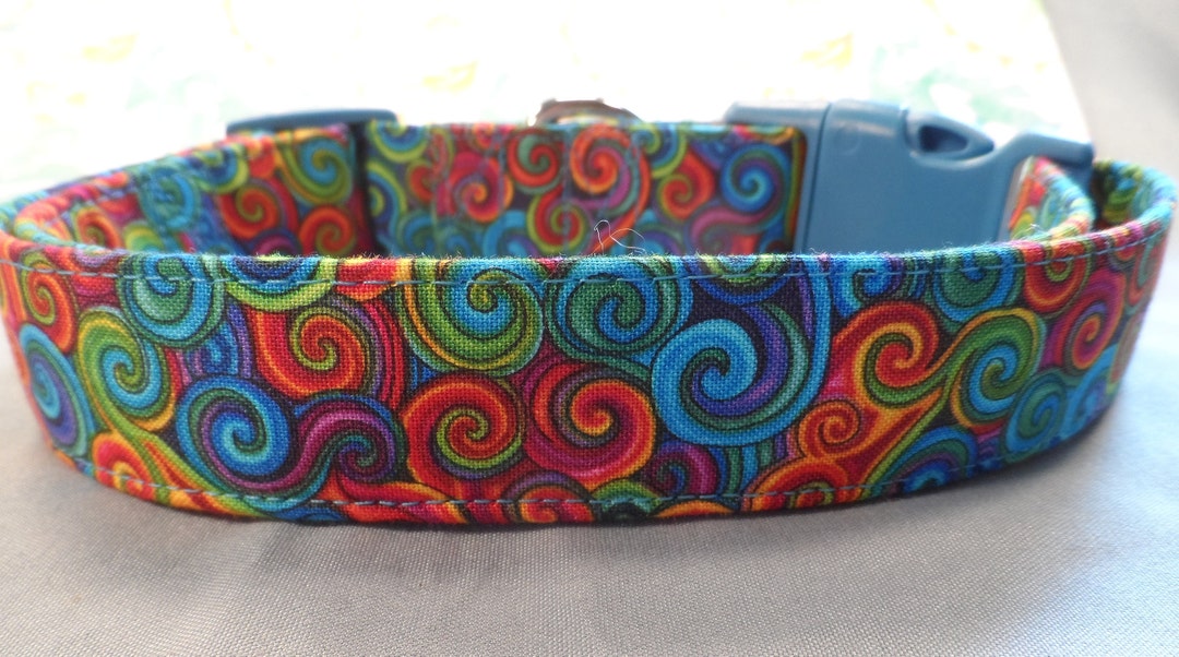 Dog Collar Psychedelic Groovy Color Swirls - Etsy
