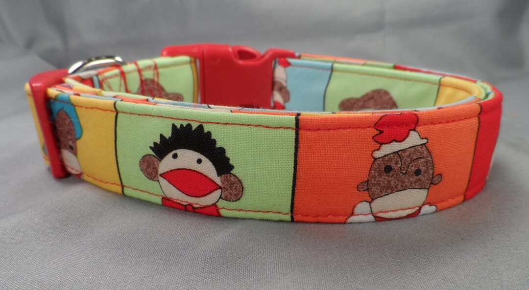 Colorful Sock Monkey Dog Collar - Etsy