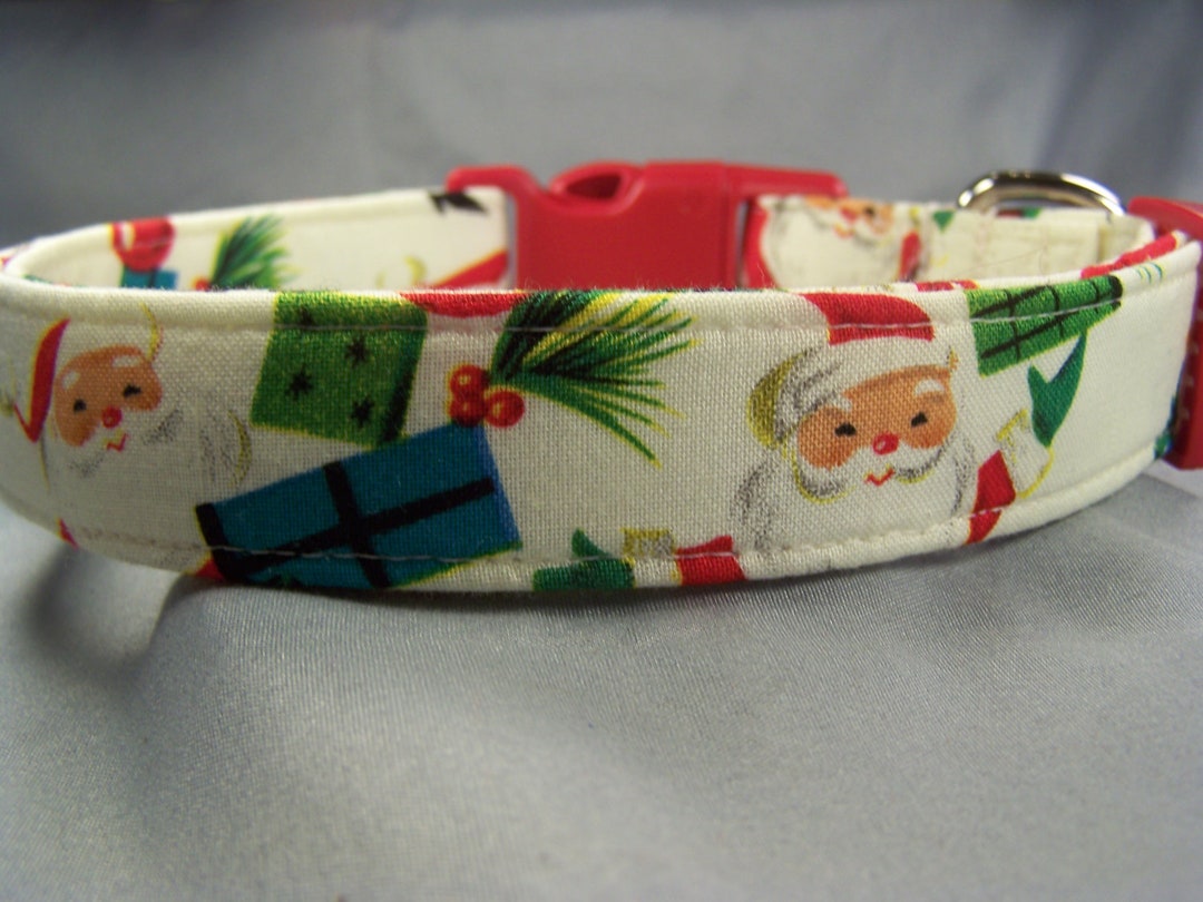 Christmas Dog Collar, Santa Claus on Cream Holiday Dog Collar - Etsy