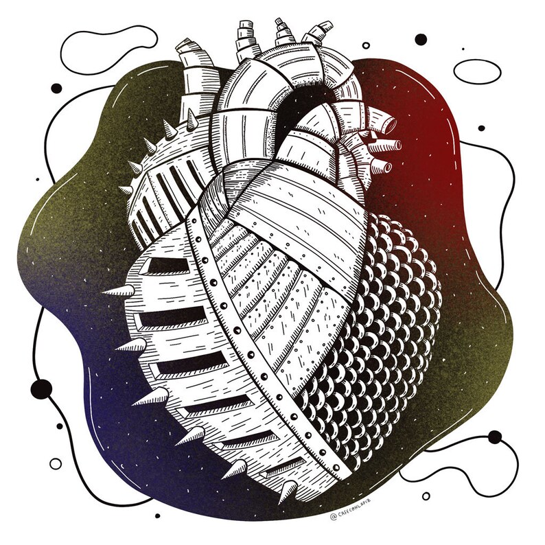 Ilustración Armor Heart - Etsy