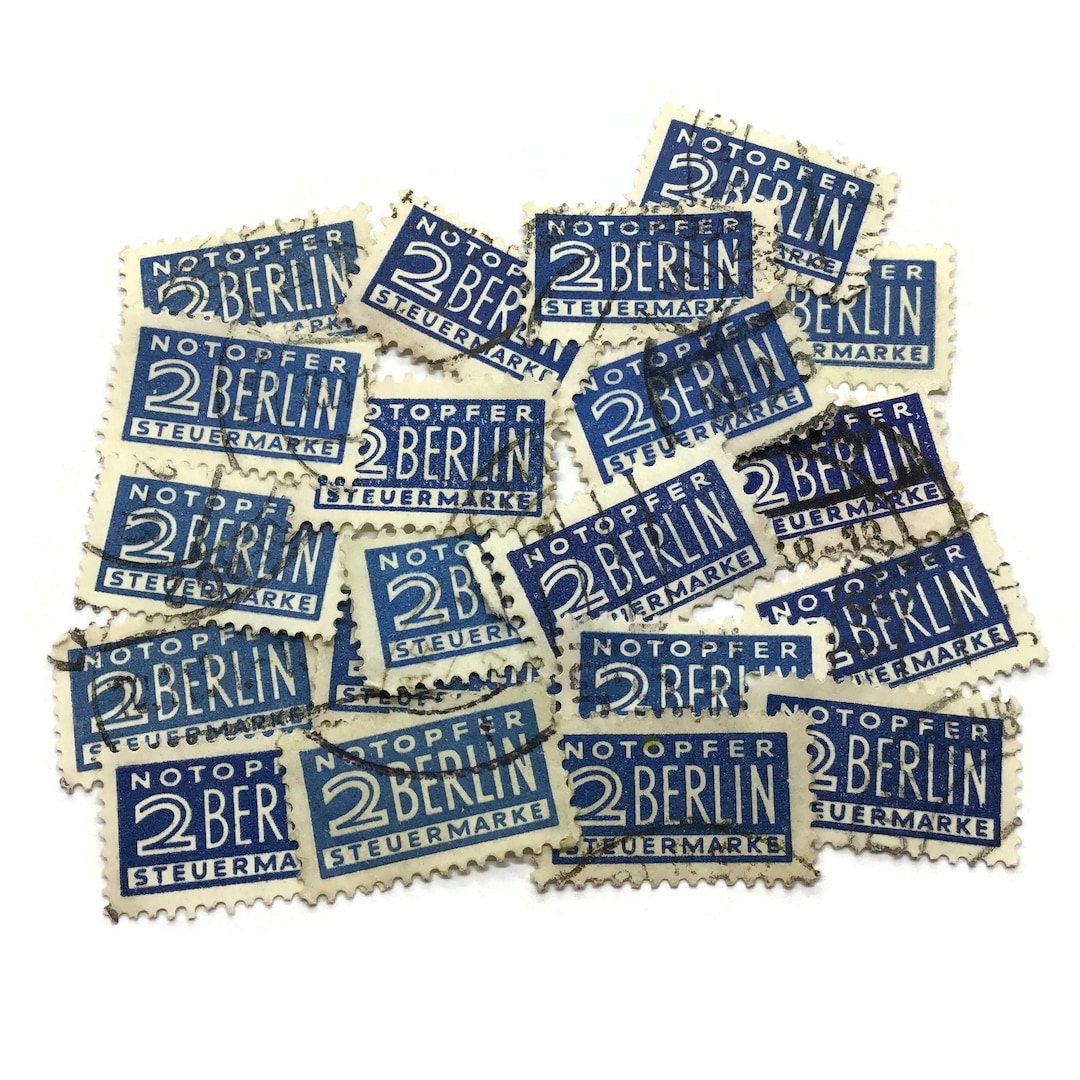 25 Notopfer 2 Berlin Stamp, Tax Stamp Rebuild Berlin, Blue Flea, German ...