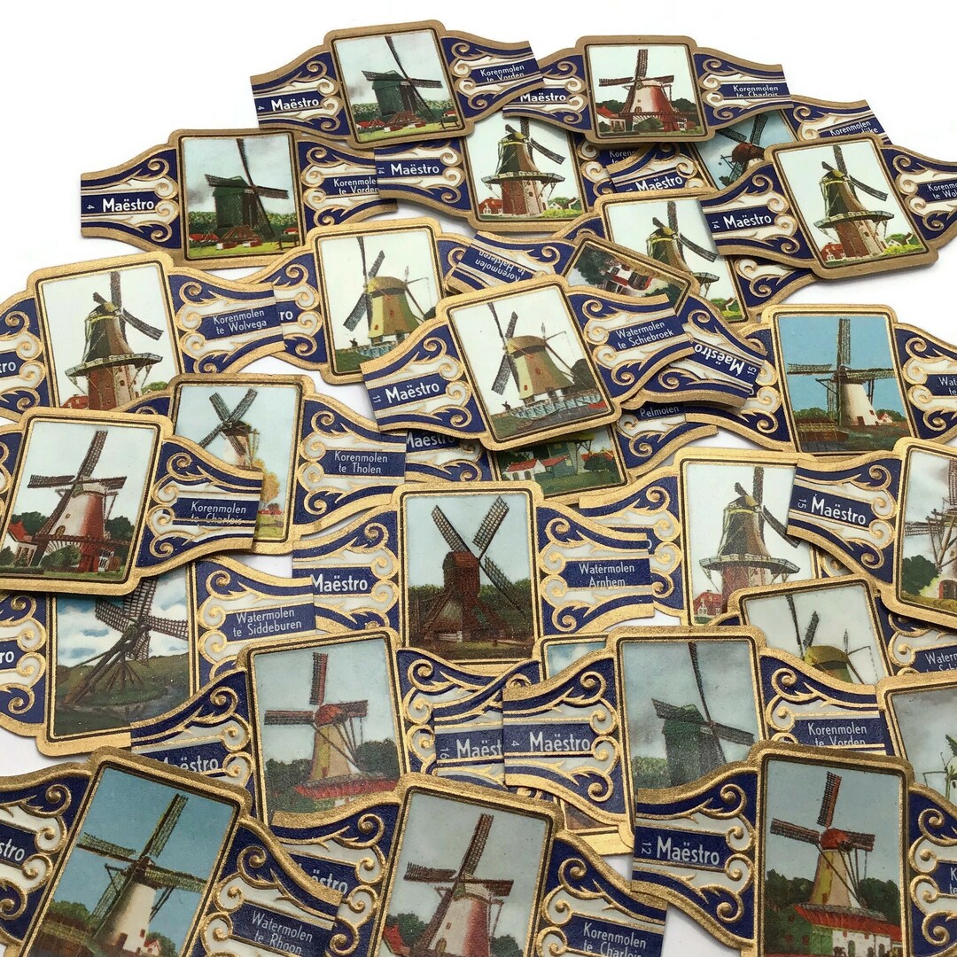 Maëstro Windmills Cigar Labels, Vintage Paper Tobacco Ephemera, Set of ...