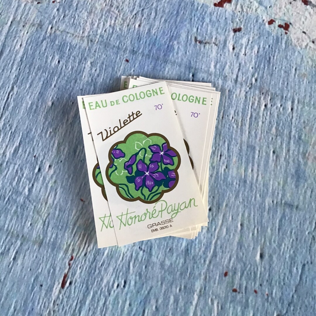 Elegant Vintage Violet Perfume Label Set Pack of 8 Old Cosmetics Labels ...