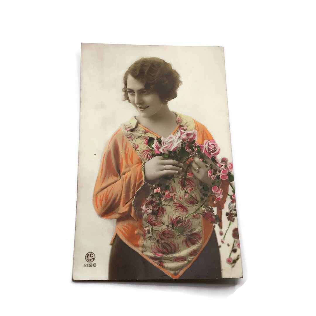 Gorgeous Vintage Woman Postcard Art Deco Flapper Portrait - Etsy