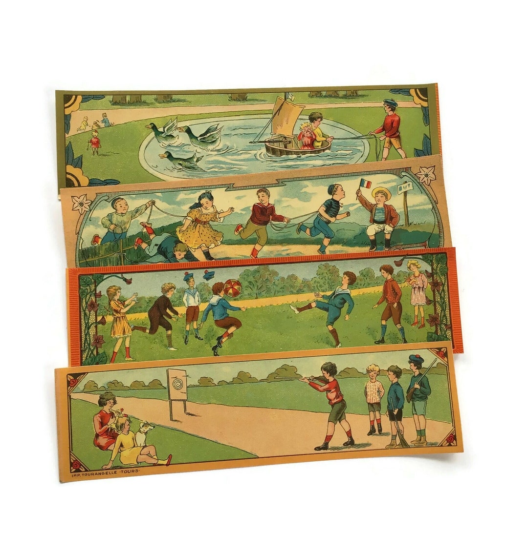 Vintage French Litho Labels Nostalgic Retro Art Featuring Childhood ...
