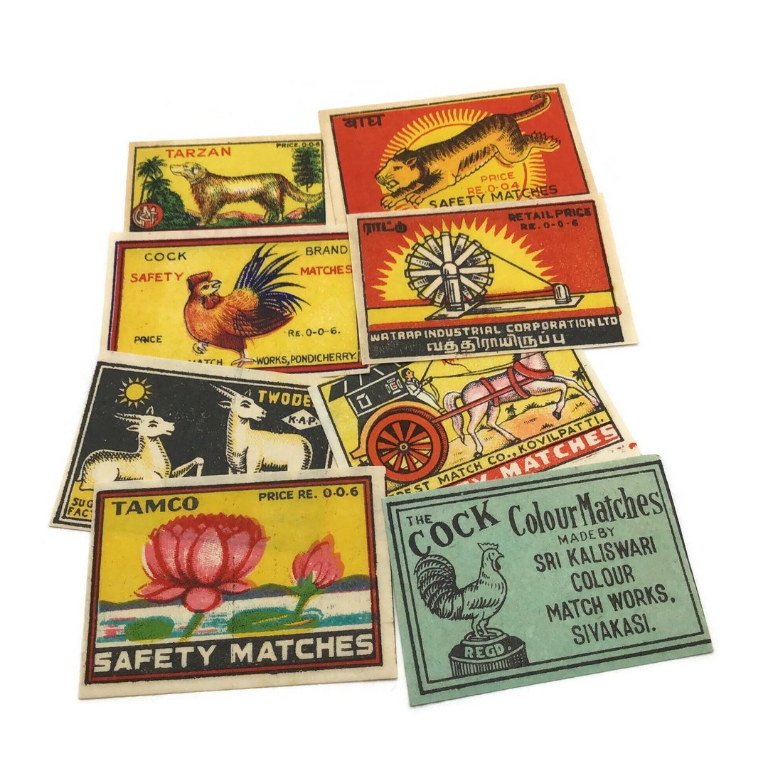 Vintage Matchbox Labels Assorted Set of 8 Safety Matches Labels ...