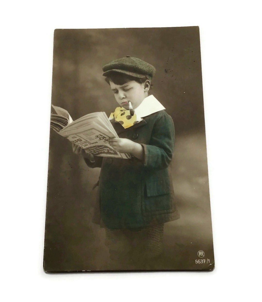 Vintage Boy Postcard: Charming Little Boy With Grandpa Cap and - Etsy