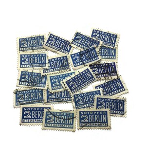 25 Notopfer 2 Berlin Stamp, Tax Stamp Rebuild Berlin, Blue Flea, German ...