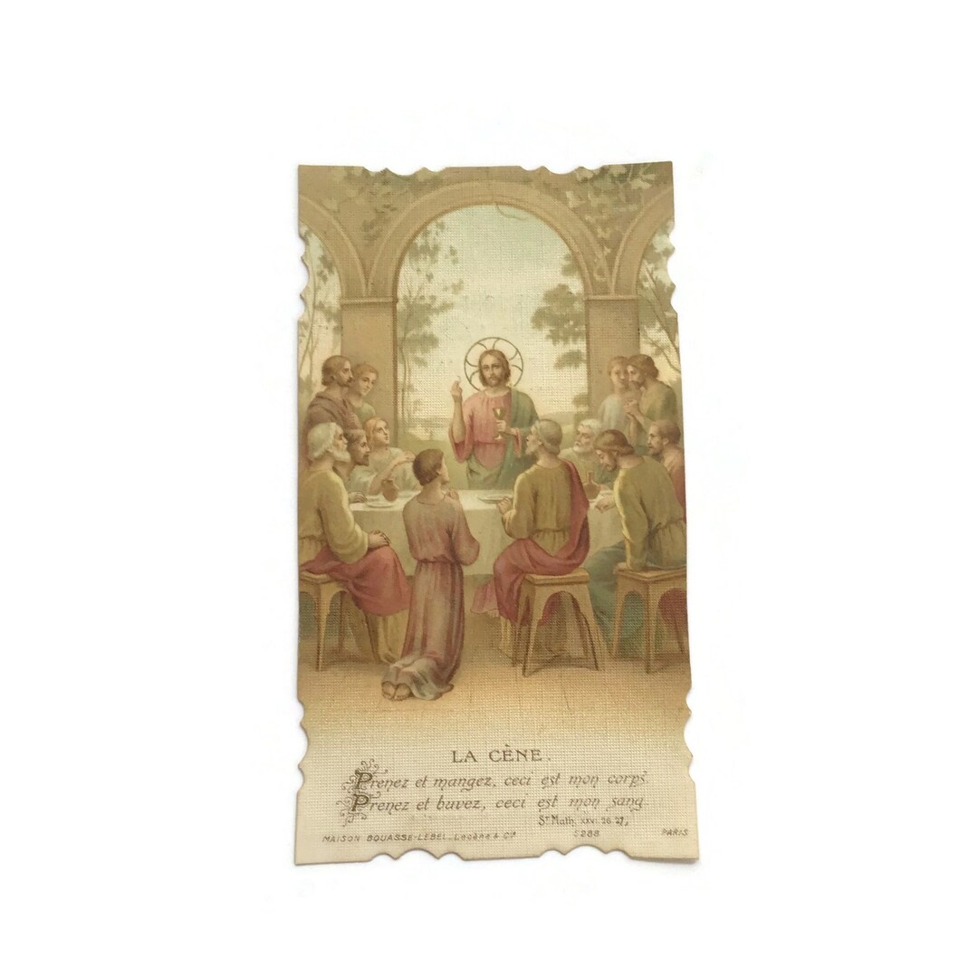 Antique French Prayer Card, Religious Holy Card, Communion Remembrance ...