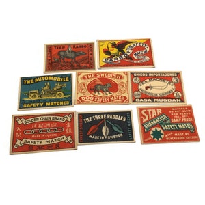 Vintage Matchbox Labels Assorted Set of 8 Safety Matches Labels ...