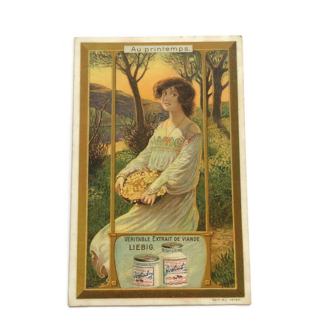 Antique German Advertising Chromo Trade Card, in Spring, Liebig Card ...