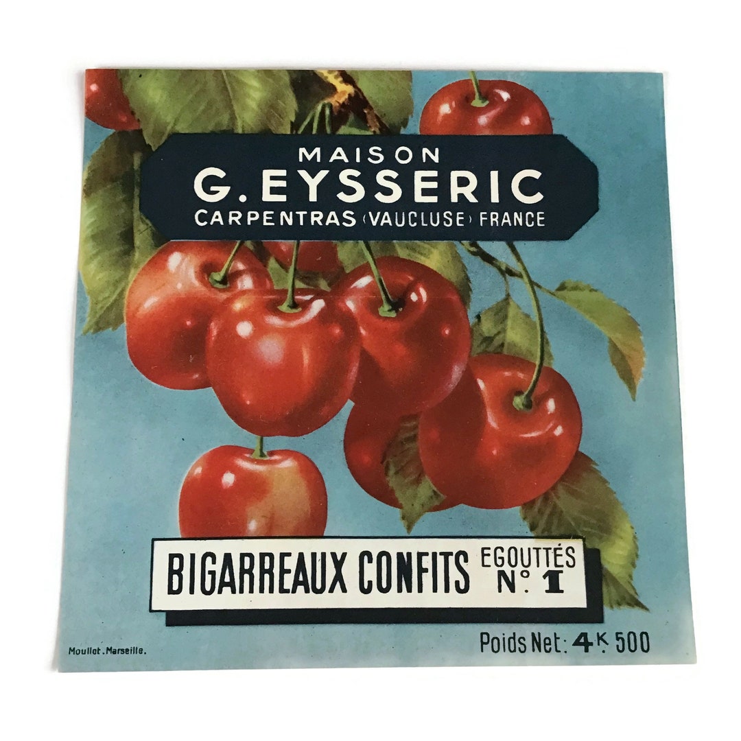 Vintage French Cherry Label: for Classic Candied Cherries With a ...