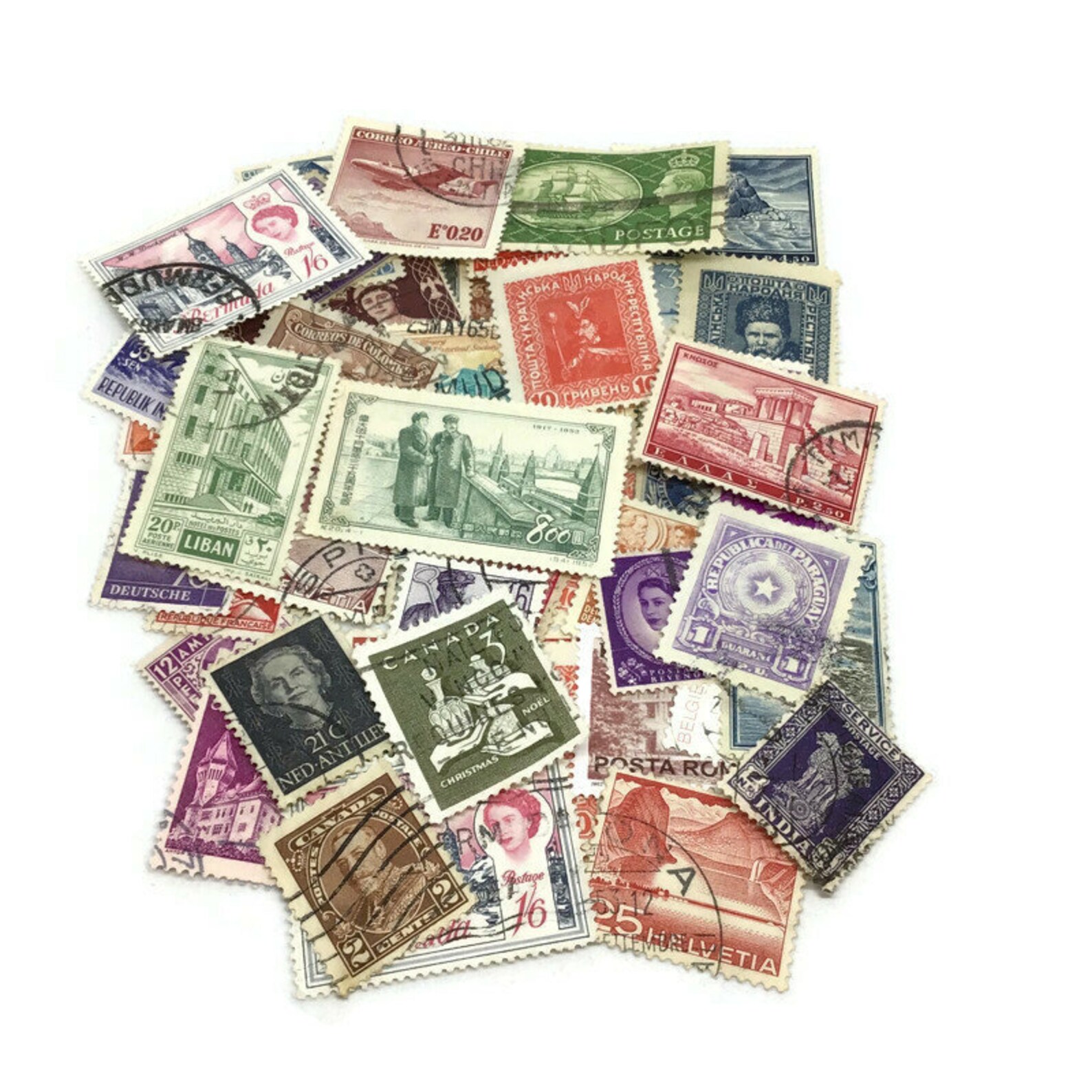 50/100 Postage Stamps From Around the World Vintage Stamp Set - Etsy