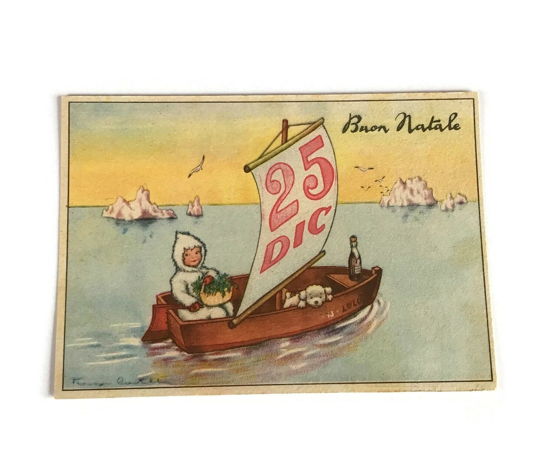 Italian Christmas Card Buon Natale Vintage Artist - Etsy