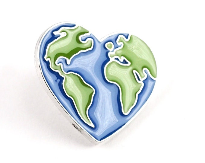 Vintage Earth Pin, Earth Brooch, Mother Earth Pin, World Pin, Love the ...