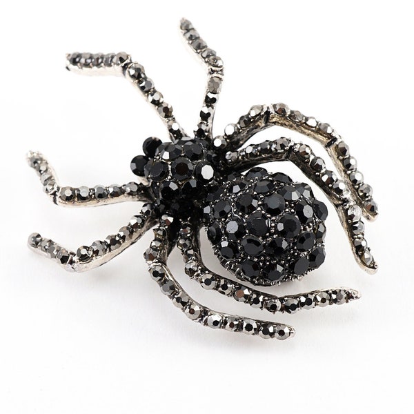 Large Black Rhinestone Spider Brooch - Etsy