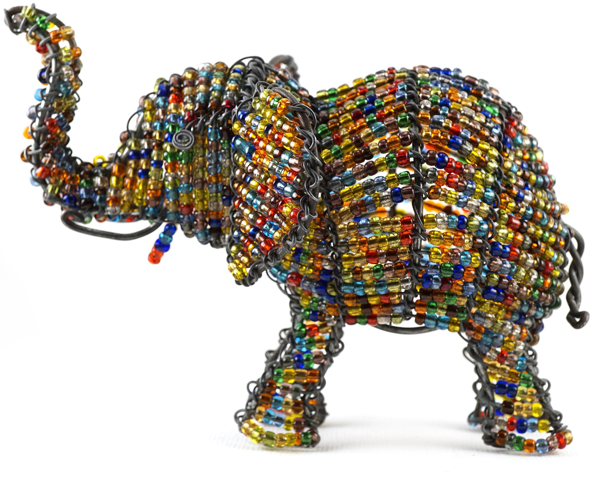 Fabulous beaded Elephant Sculpture Colorful Glass Bead Wire | Etsy