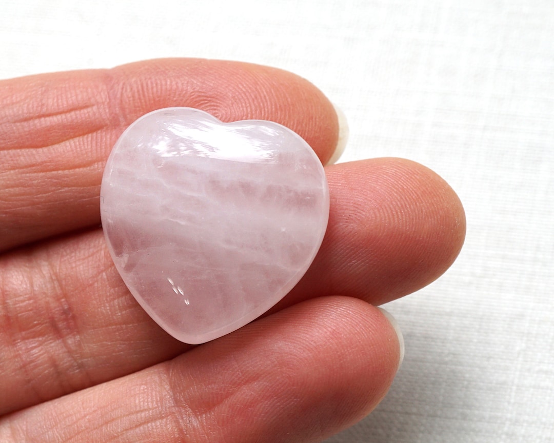 Rose Quartz Heart Pink Crystal Heart Chakra Rock 25mm Display Specimen ...