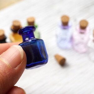 ON VACATION Tiny Perfume Bottle, Miniature Square Glass Bottle, Corked ...