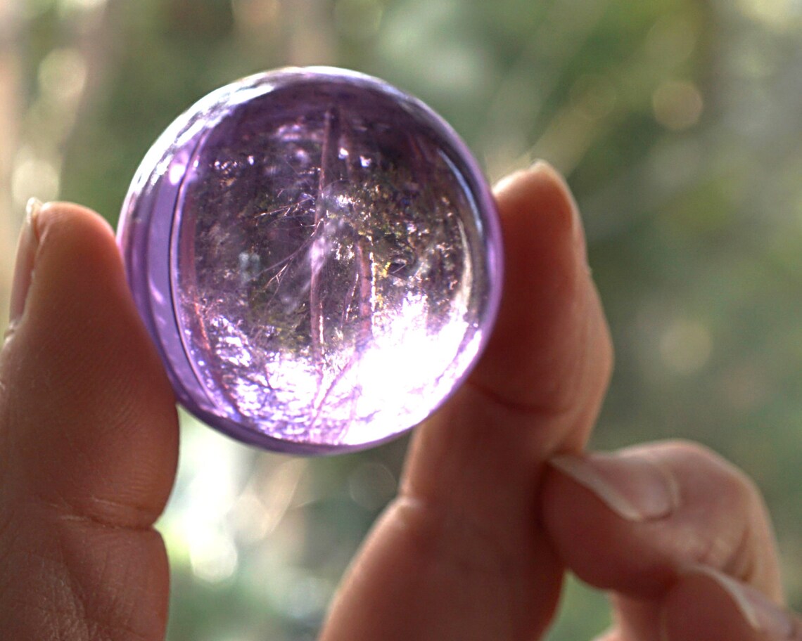 Light Purple Crystal Ball Huge Glass Ball 39mm Large Marble Big Glass ...