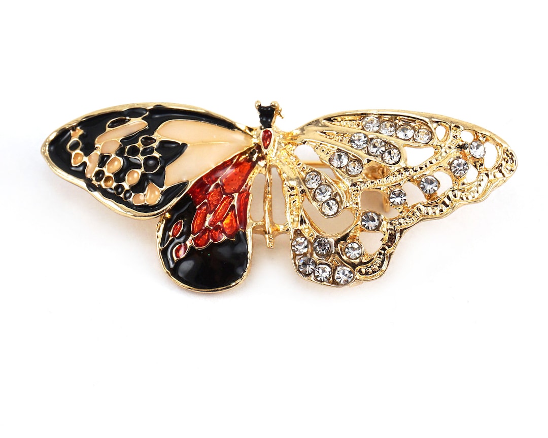 Pink Red Butterfly Brooch Vintage Butterfly Pin Enamel - Etsy