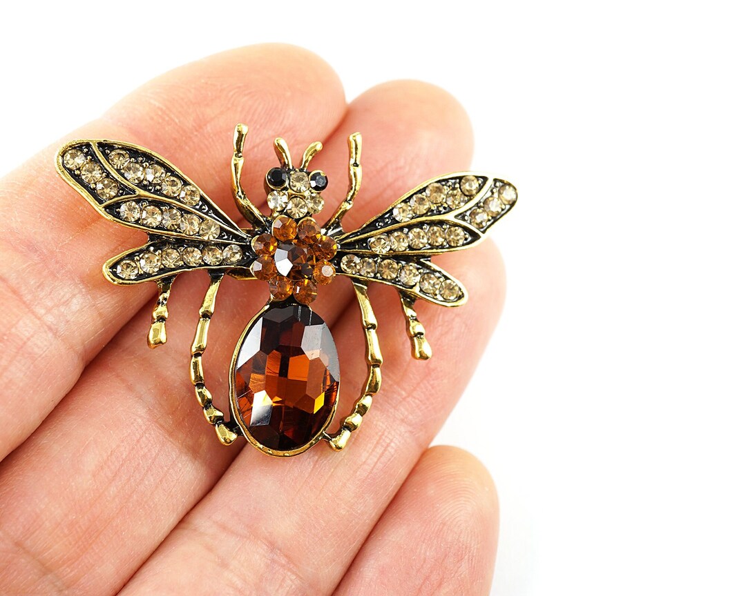 Broche abeille en or, exquise épingle insecte vintage, grande broche ...