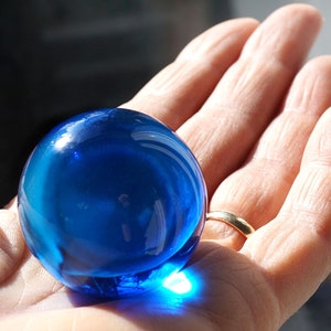 Huge Glass Ball 39mm 1 1/2" Large Blue Marble Big Glass Marble Vintage ...