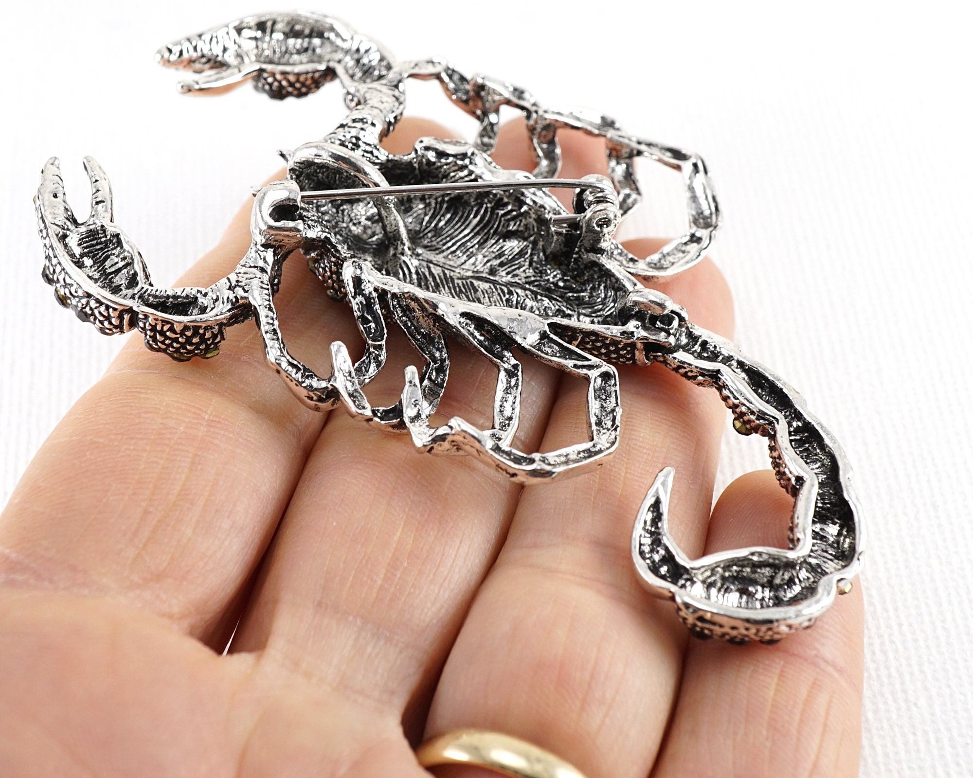 Huge Scorpion Brooch Moving Tail Scorpion Pin Vintage Black - Etsy UK
