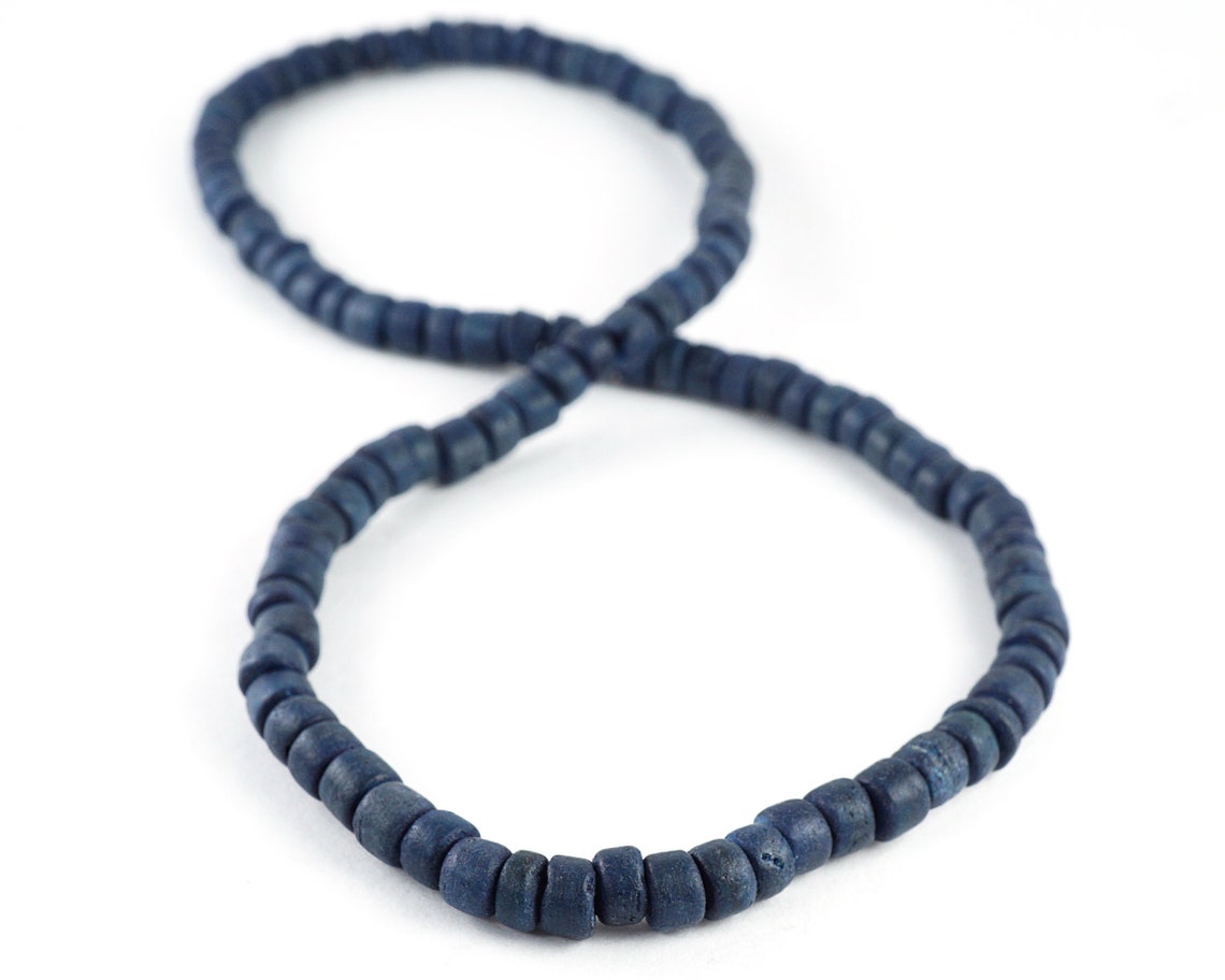 Dark Blue Choker, Short Stretchy Necklace, Heishi Ceramic Beads Unisex ...