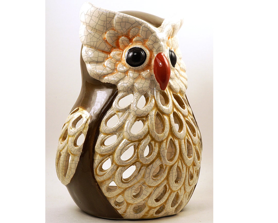 ON VACATION Chubby Owl Lamp, Earthy Ceramic Lantern With Cutouts ...