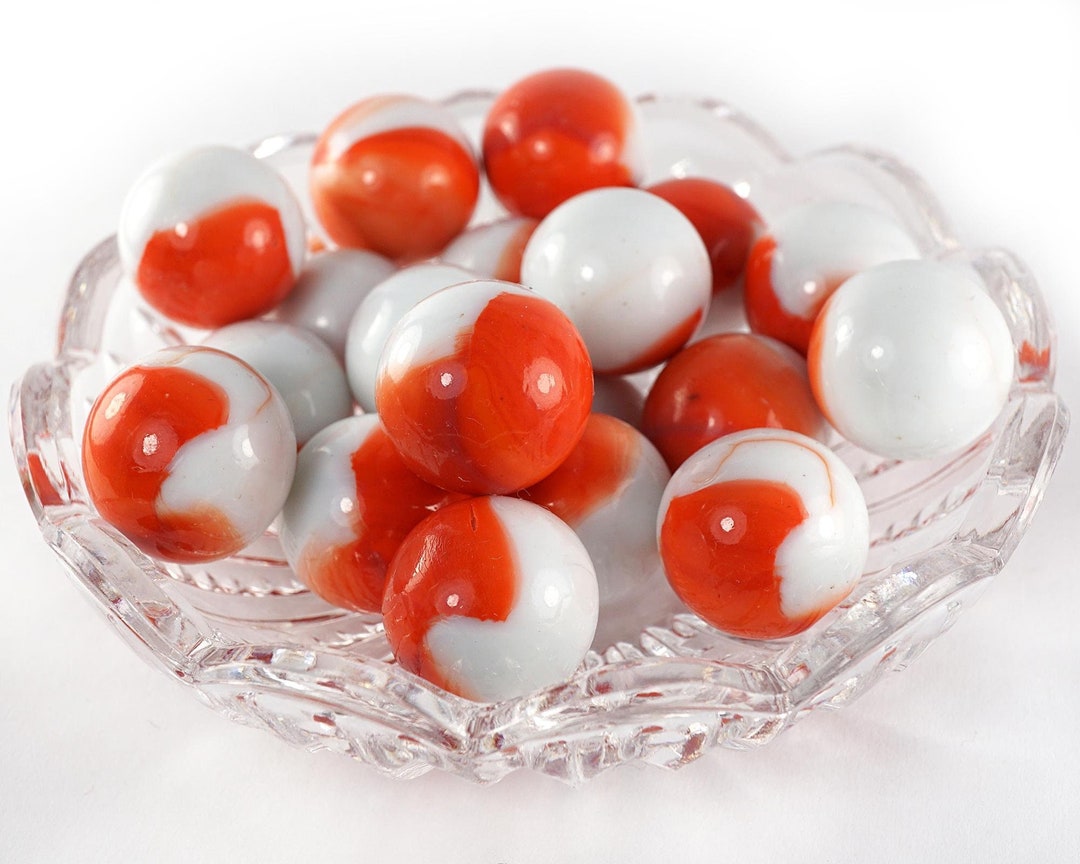 Akro Agate Marble Popeye Milk White Orange Corkscrew Swirl Marble ...