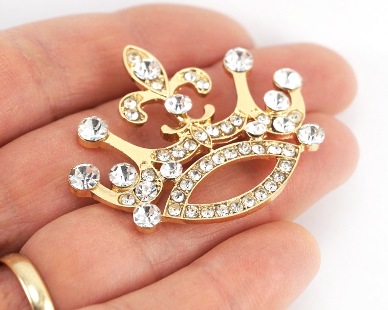 Gold Crown Brooch Rhinestone Crown Brooch Rhinestone Tiara - Etsy