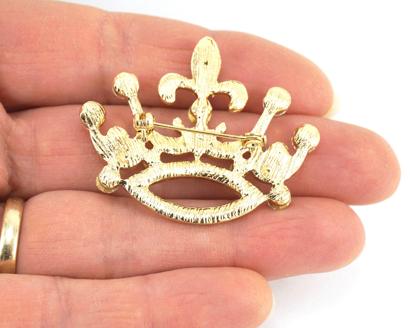 Gold Crown Brooch, Rhinestone Crown Brooch, Rhinestone Tiara Brooch ...