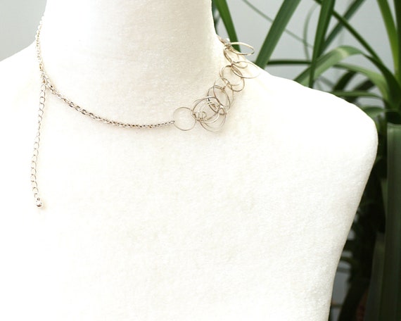 Multi Circle Link Chain Choker, Unique Silver Chain N… - Gem