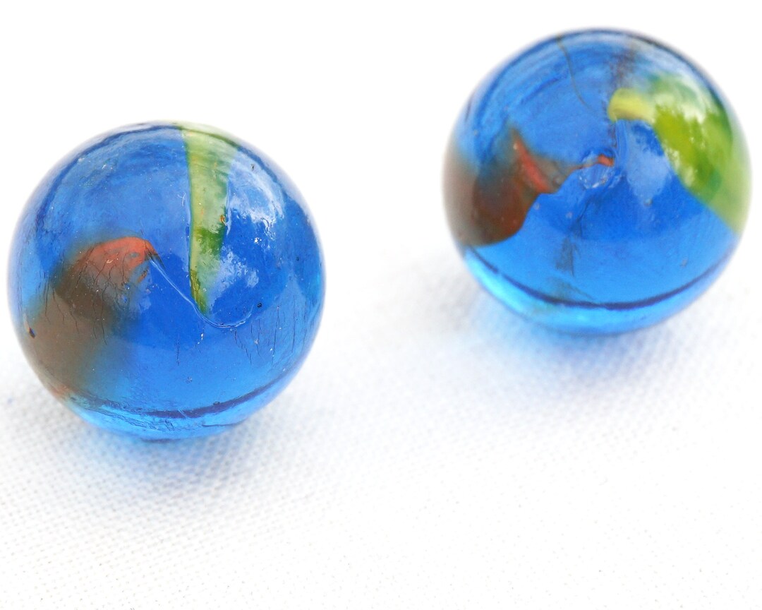 Akro Agate Marble Jewel Blue Corkscrew Swirl Marble Vintage Glass ...