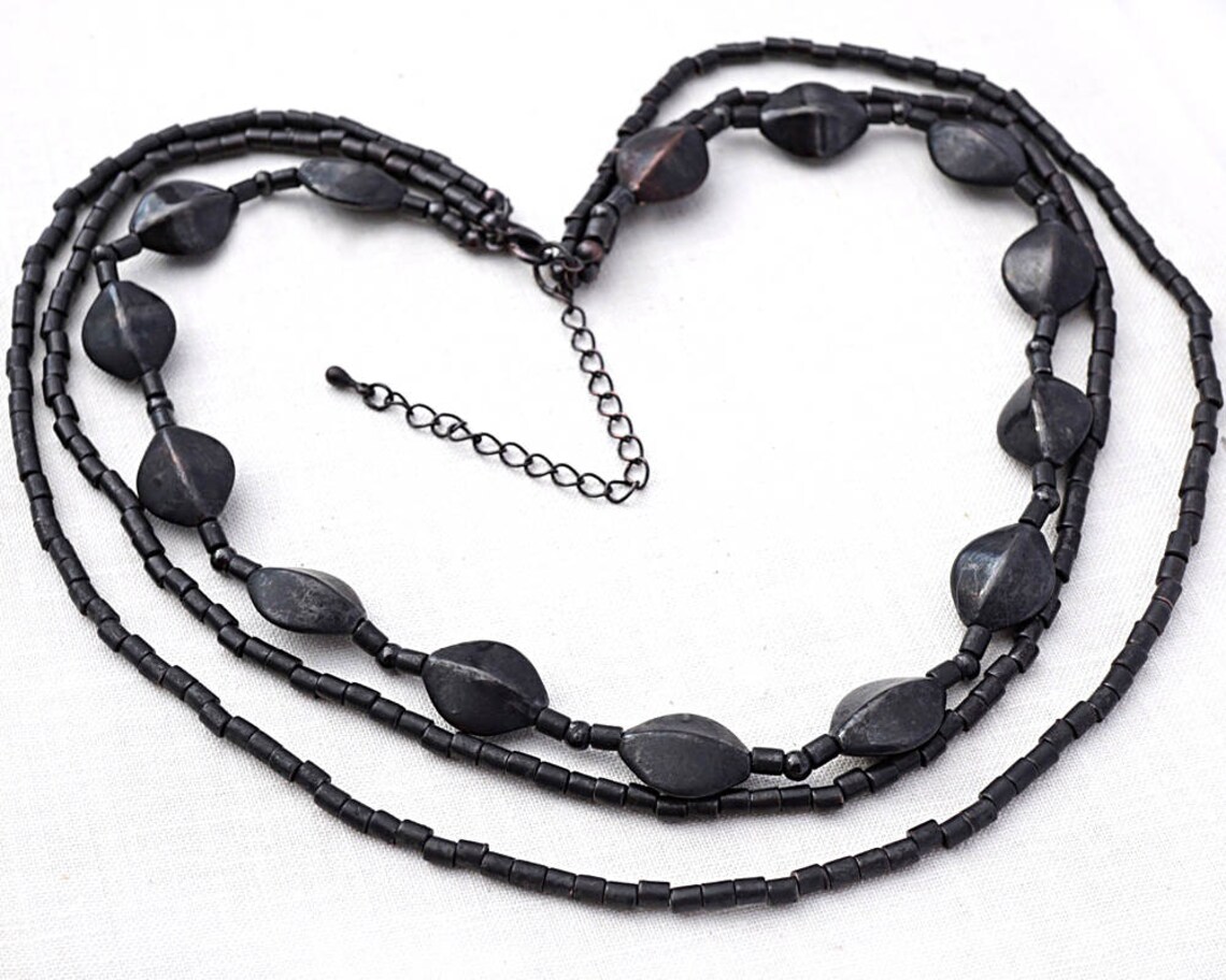 ON VACATION Vintage Jewelry Ethnic 80s Necklace Layered Multi Strand ...