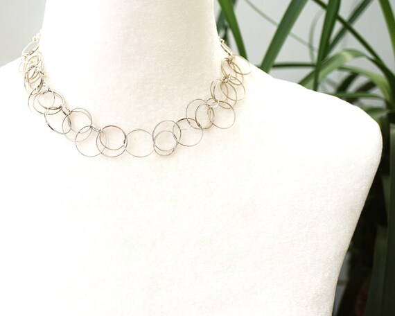 Multi Circle Link Chain Choker, Unique Silver Chain N… - Gem