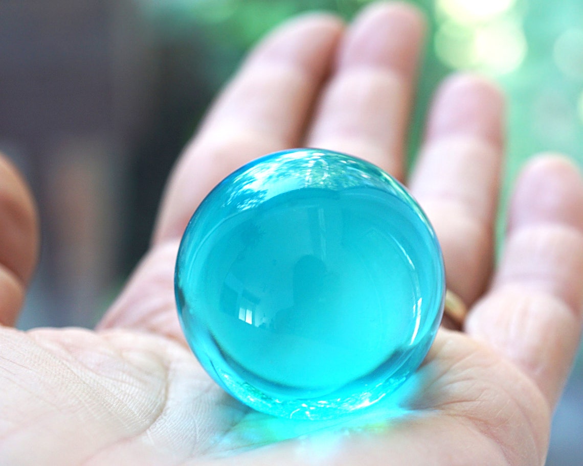 Large Aqua Blue Crystal Ball Sphere Huge Glass Ball 39mm 1 | Etsy