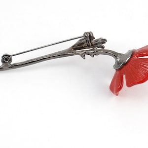 Red Poppy Brooch, Red Flower Brooch, Antique Brooch, Enamel Flower ...