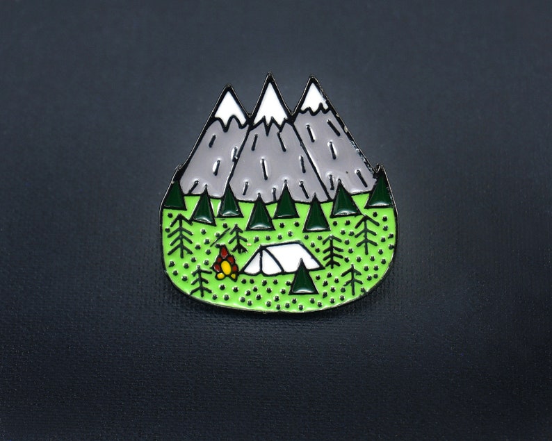 Camping Mountains Lapel Pin for Men, Nature Tie Tack Pin for Hiker ...