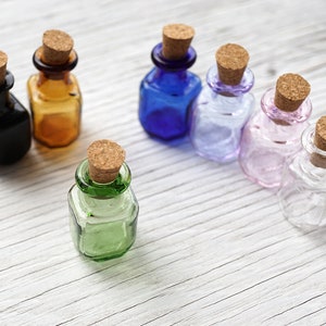 ON VACATION Tiny Perfume Bottle, Miniature Square Glass Bottle, Corked ...