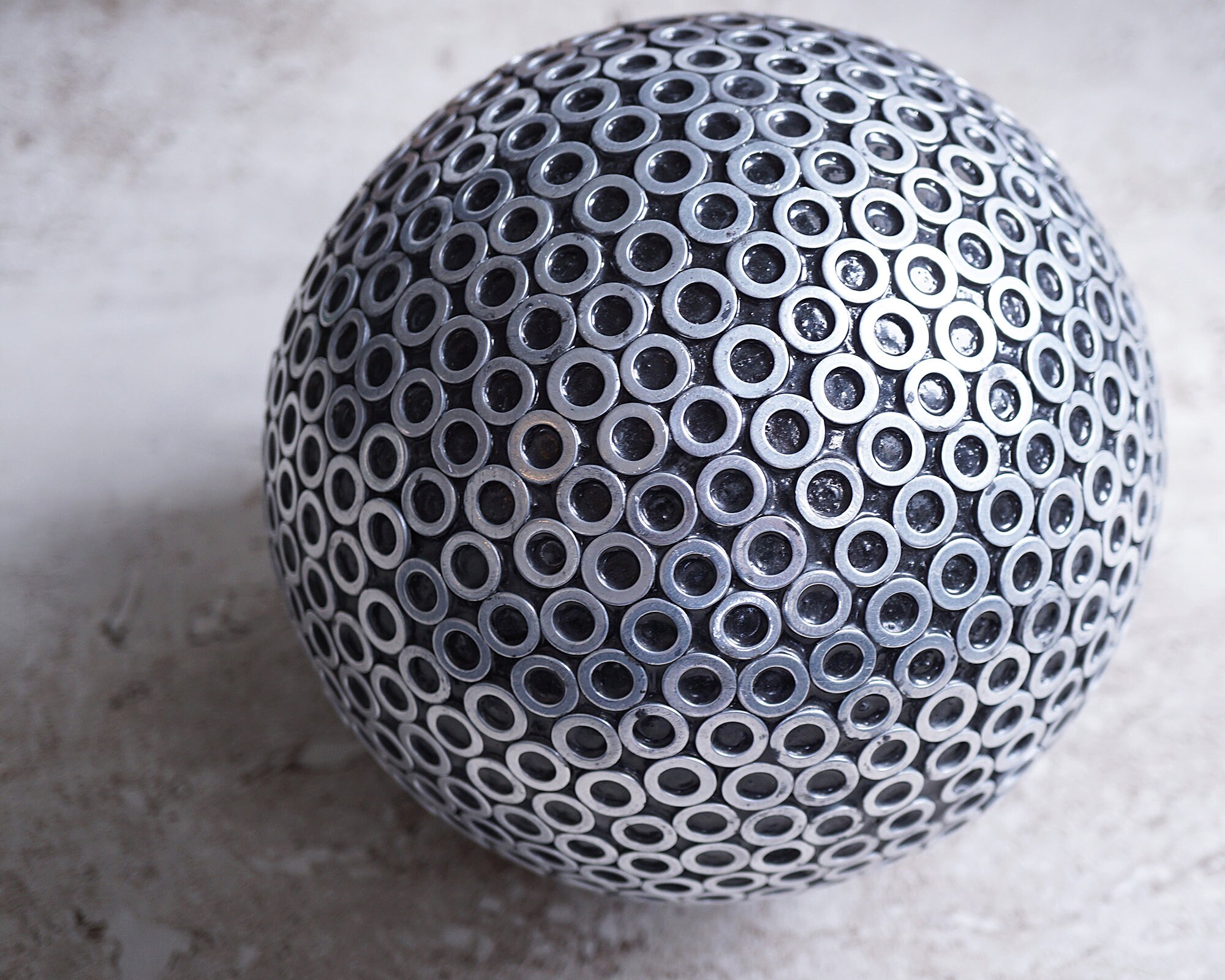 ON VACATION Large Techno Ball Decor, 6" Mosaic Sphere, Vintage Silver ...
