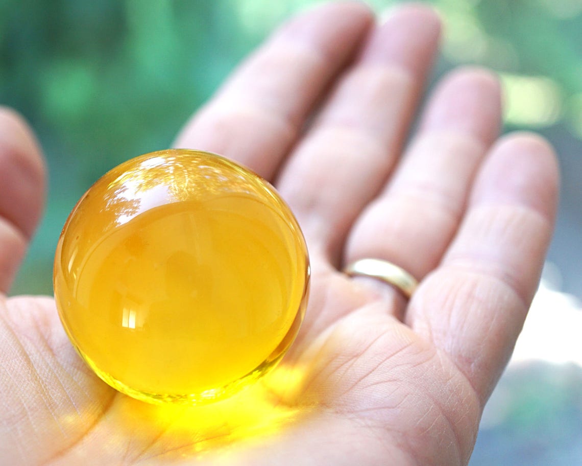 Huge Glass Ball 39mm Large Yellow Marble Big Glass Marble - Etsy