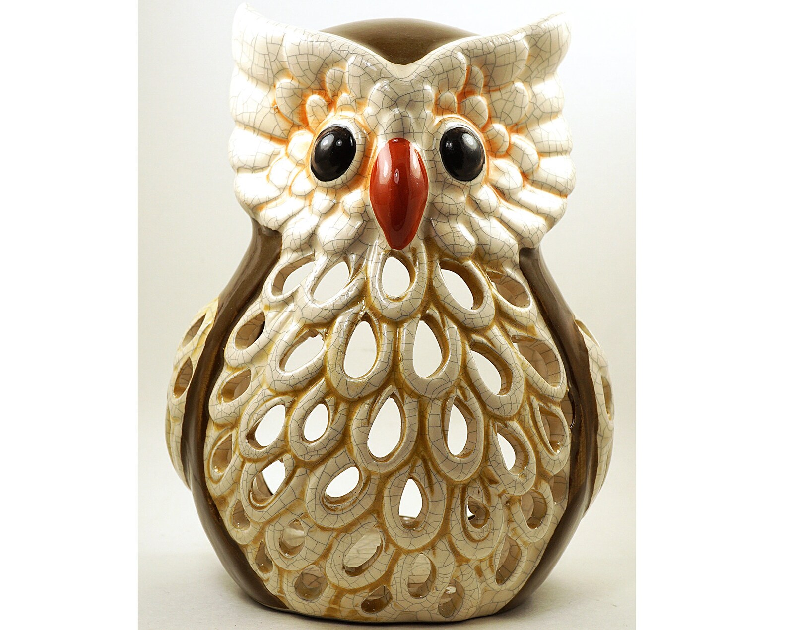 ON VACATION Chubby Owl Lamp, Earthy Ceramic Lantern With Cutouts ...
