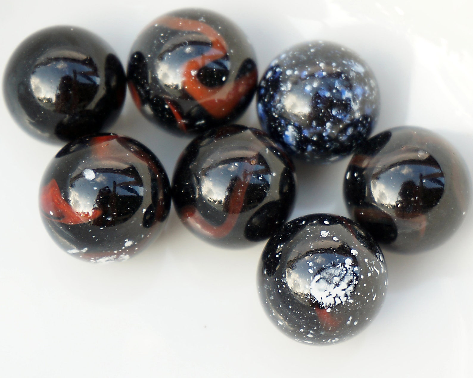 Vintage Czech Glass Marble Black Marble Black Speckled Glass | Etsy